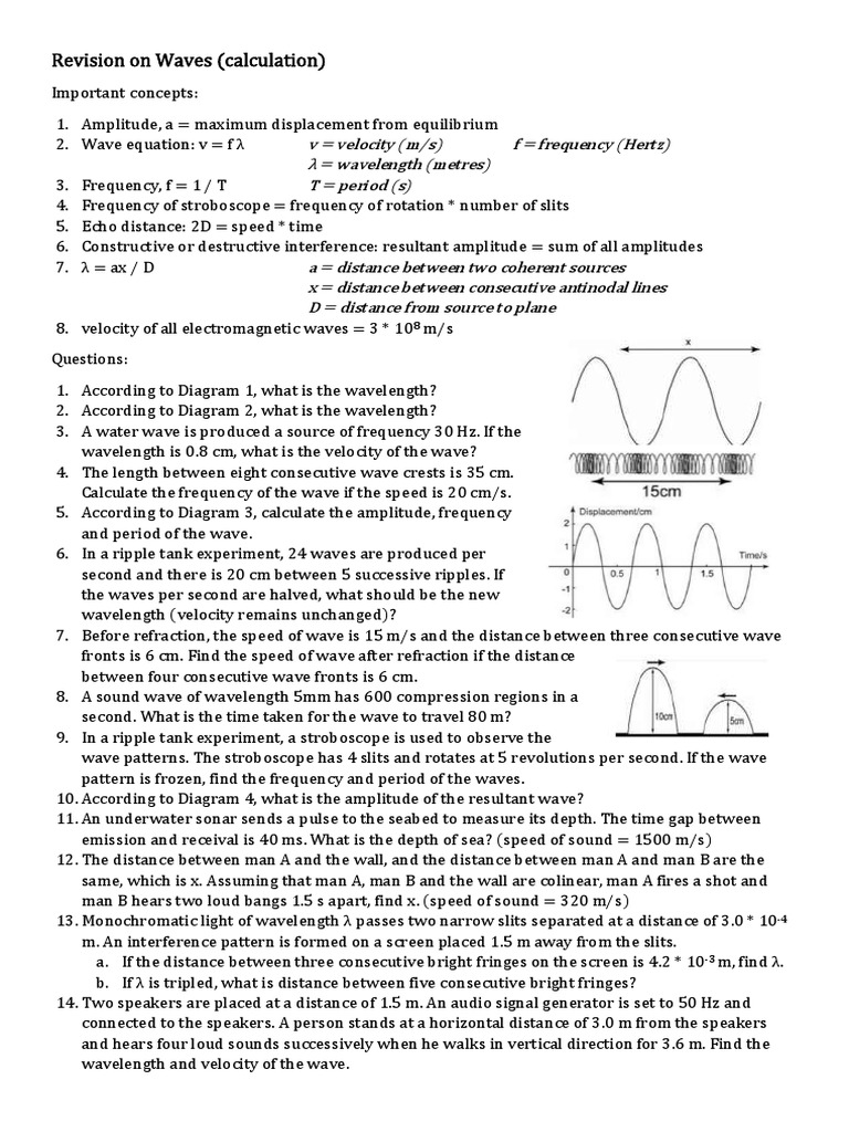 Revision On Waves (Calculation) | PDF | Wavelength | Waves