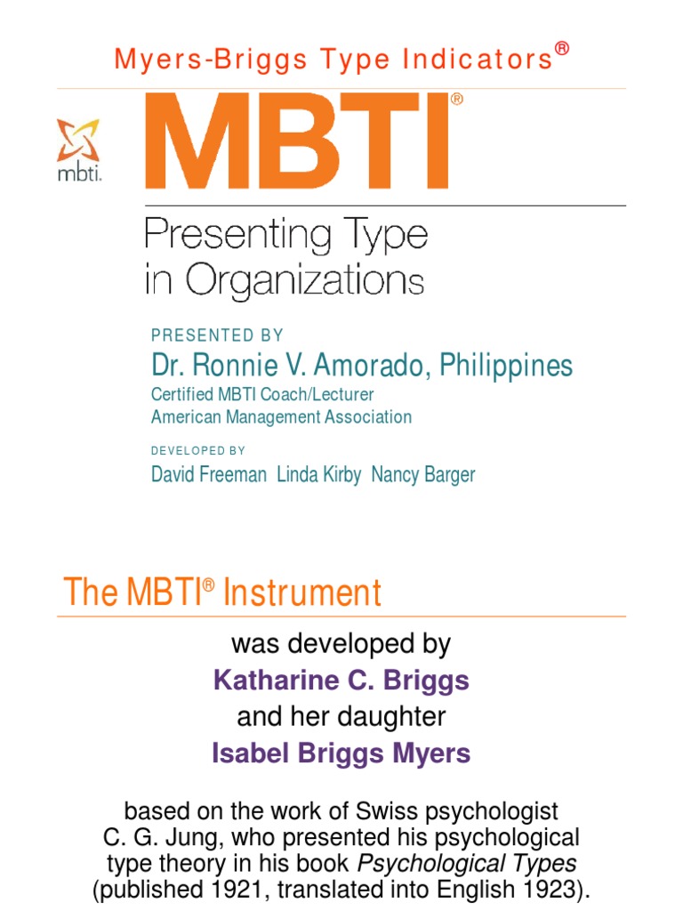 Myers-Briggs Type Indicators: Dr. Ronnie V. Amorado, Philippines | PDF ...
