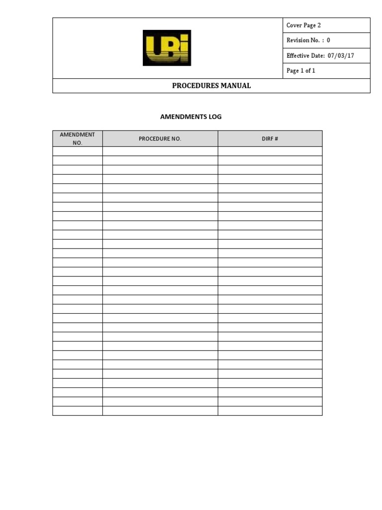 Amendment Log Procedures Manual | PDF