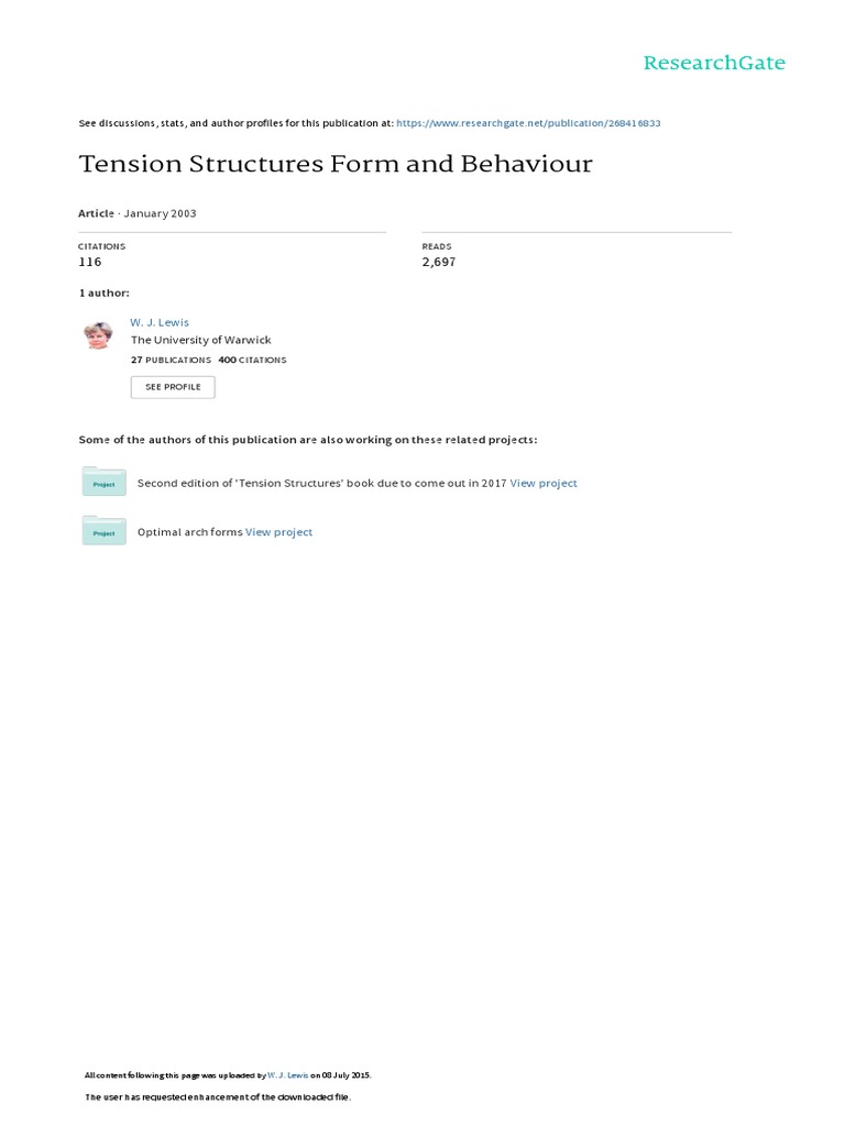 Tension Structures: Form & Behavior Insights | PDF | Stiffness | Force