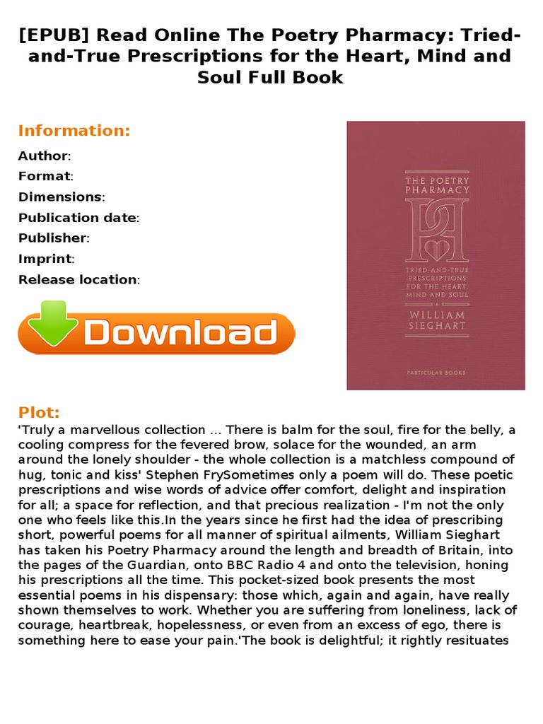 Poetry Pharmacy: Healing Through Verse | PDF | Poetry | General Fiction