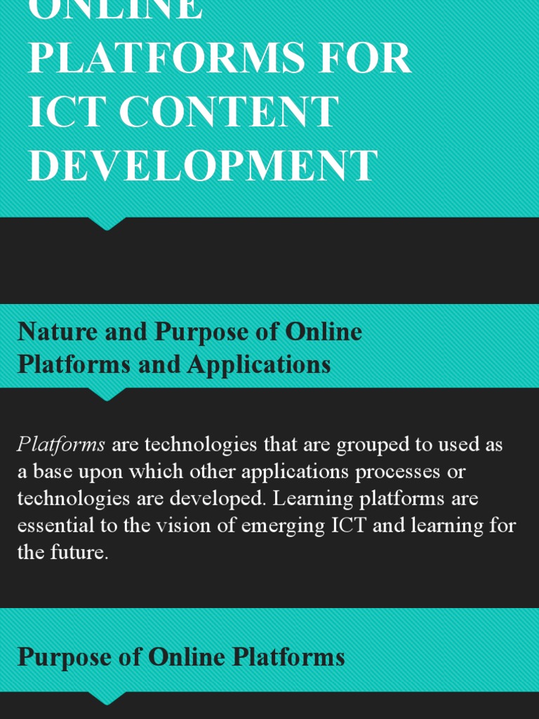 Lesson 4 Online Platforms For ICT Content Development | Download Free ...