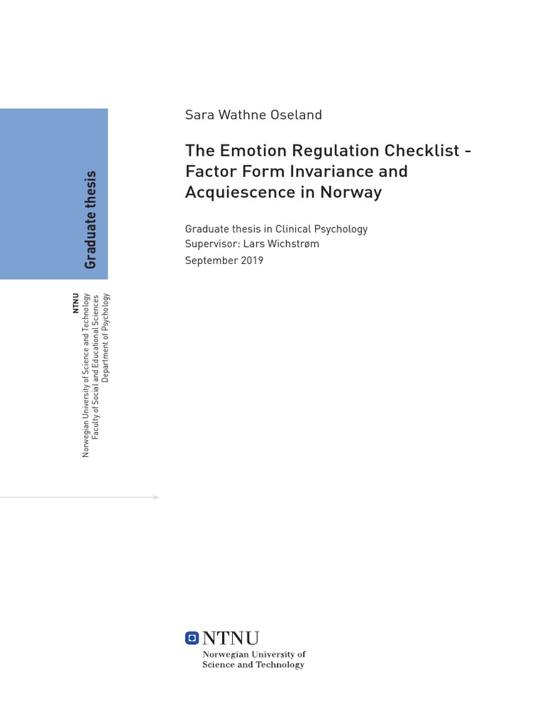 Oseland, Sara Wathne - The Emotional Regulation Checklist Factor Form ...