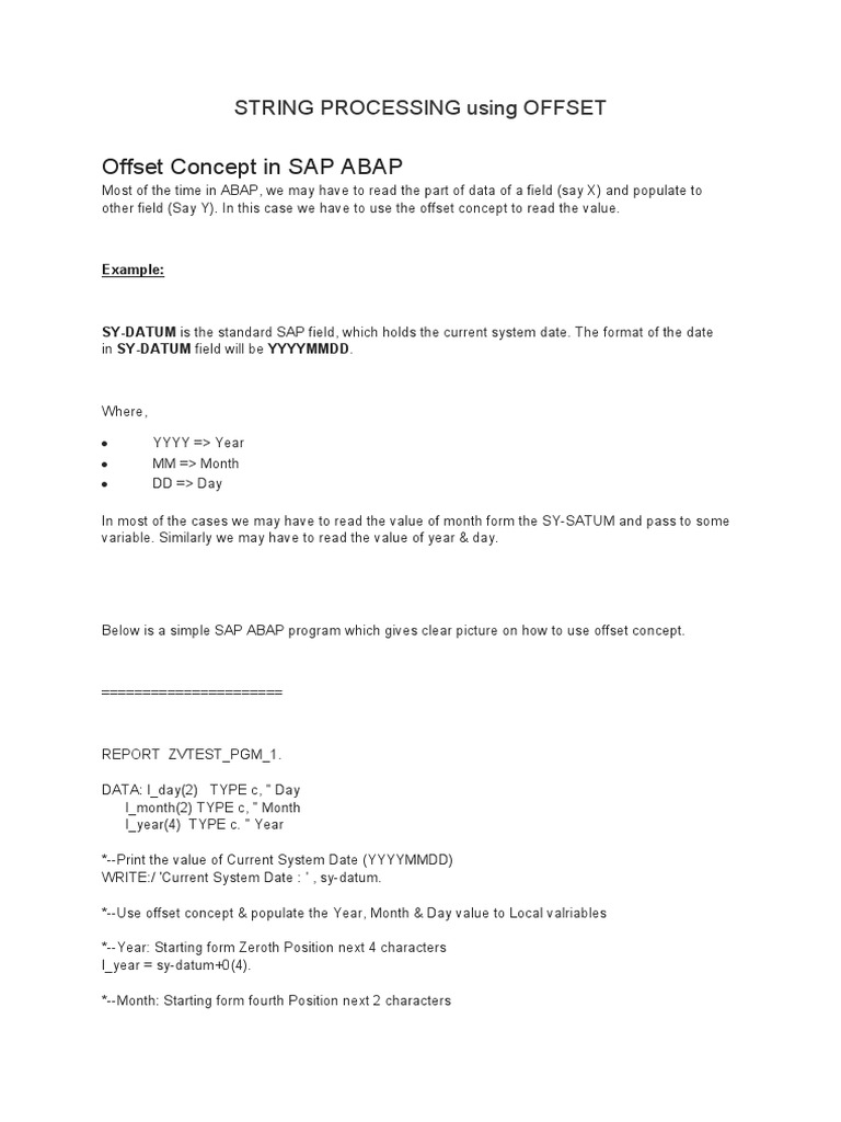 STRING PROCESSING Using OFFSET | PDF | String (Computer Science) | Variable (Computer Science)
