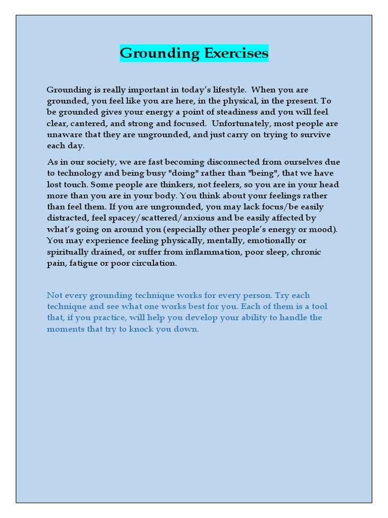 Grounding Techniques for Stress Relief | PDF | Relaxation (Psychology ...