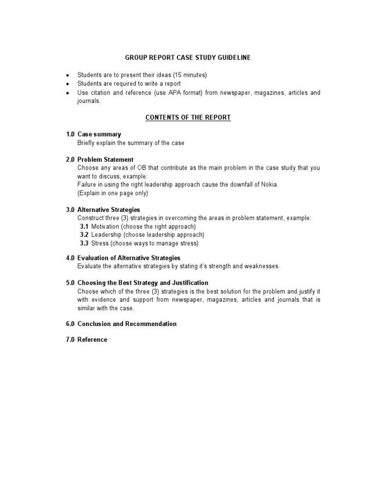 Case Study Report Guidelines | PDF | Case Study | Evaluation