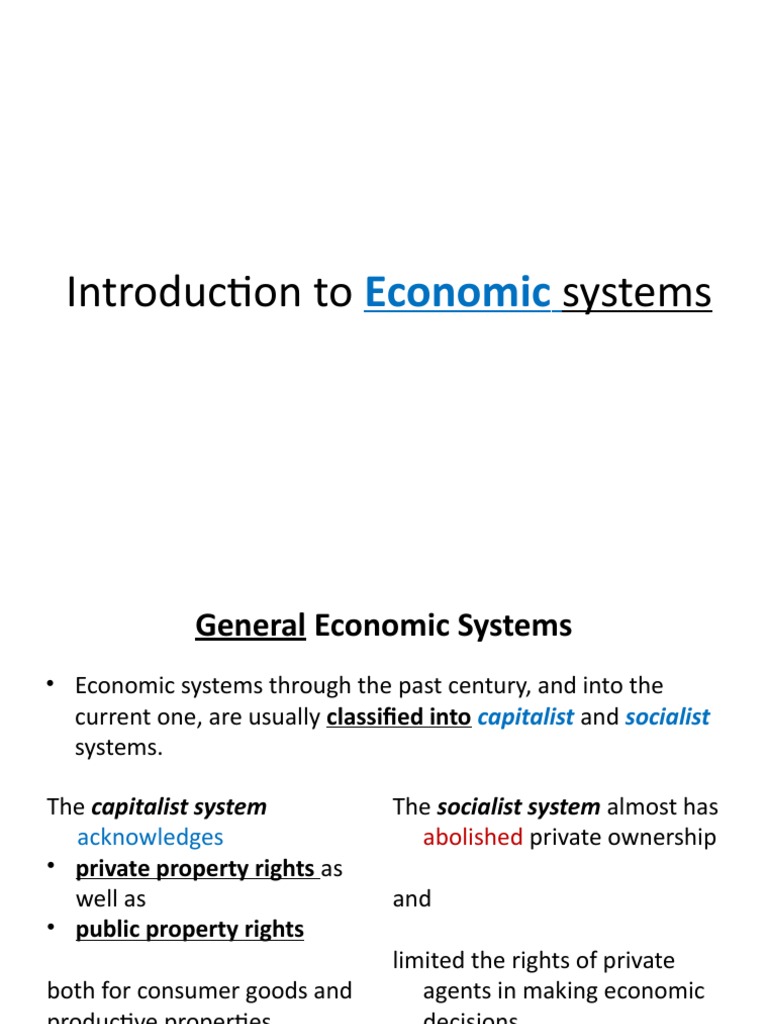 Introduction To Economic Systems | PDF | Economic System | Capitalism