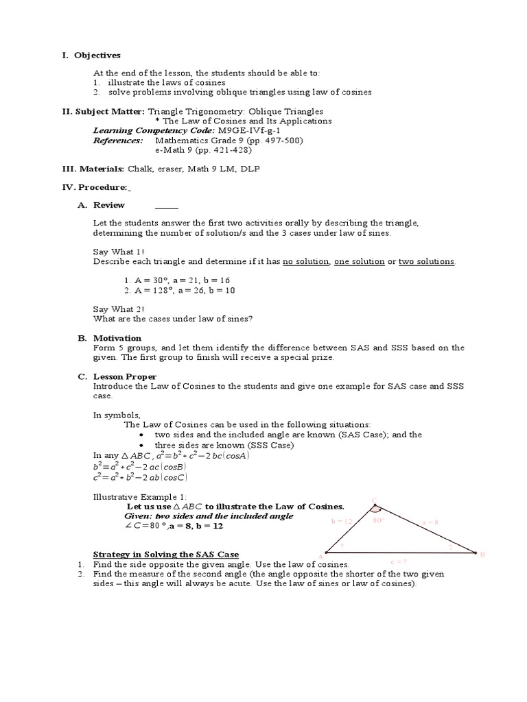 Learning Competency Code: M9Ge-Ivf-G-1 References: Mathematics Grade 9 ...