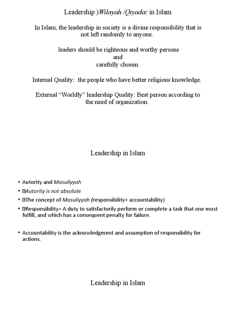 Leadership in Islam | PDF | Religious Behaviour And Experience ...