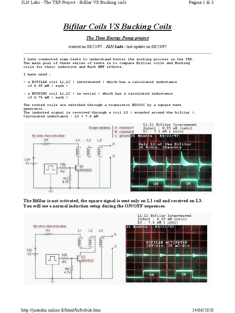 Bifilar Coils VS Bucking Coils: The Time Energy Pump Project | PDF ...
