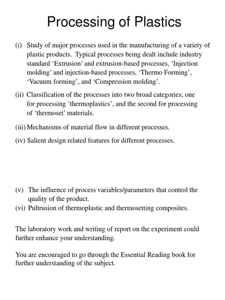 Overview of Plastic Processing Methods | PDF | Extrusion | Composite ...
