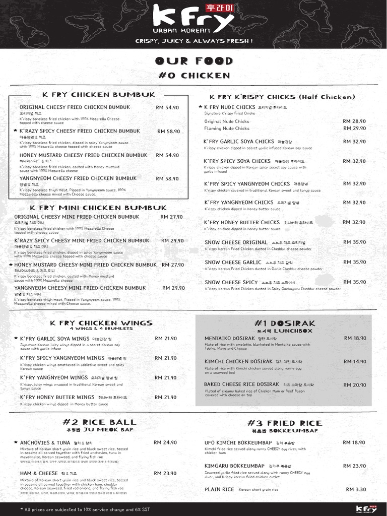 K Fry Menu and Prices Overview | PDF | Asian Cuisine | Regional ...