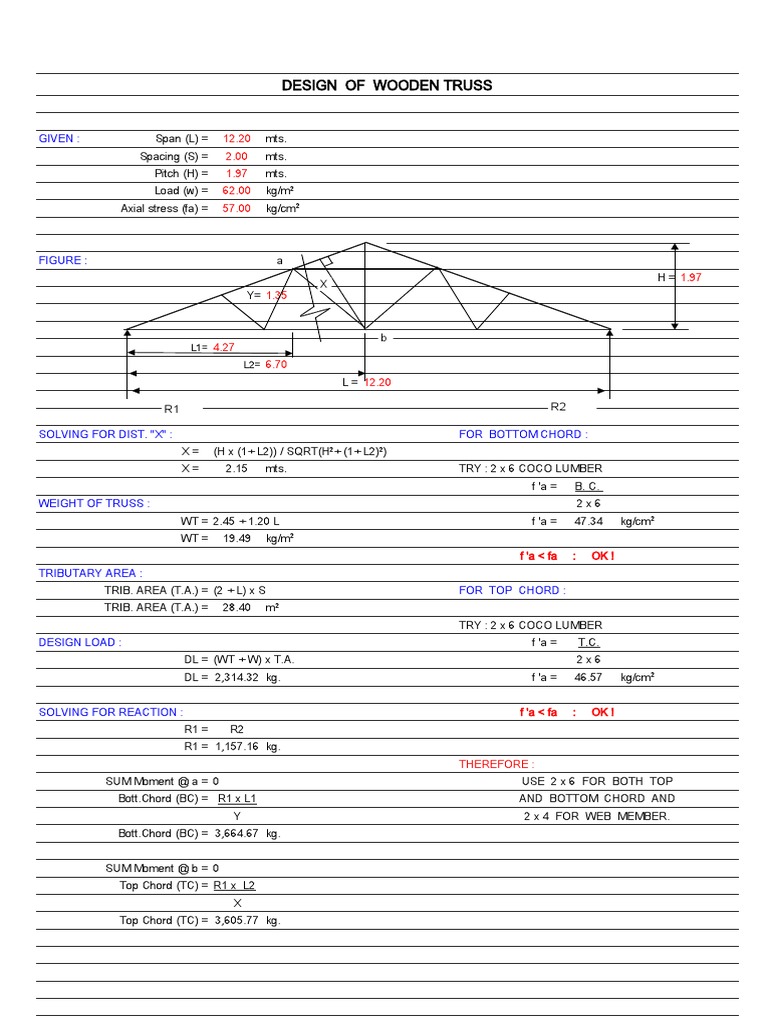 Design of Wooden Truss: Given | PDF | Truss | Structural Engineering