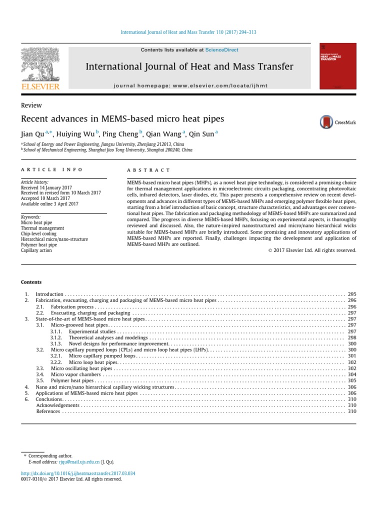 2017-Recent Advances in MEMS-based Micro Heat Pipes | PDF ...