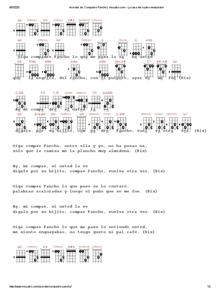 Acordes y letra de Compadre Pancho | PDF
