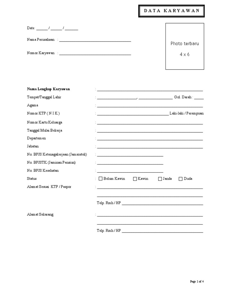 Form-Data-Karyawan - UpDateNew | PDF