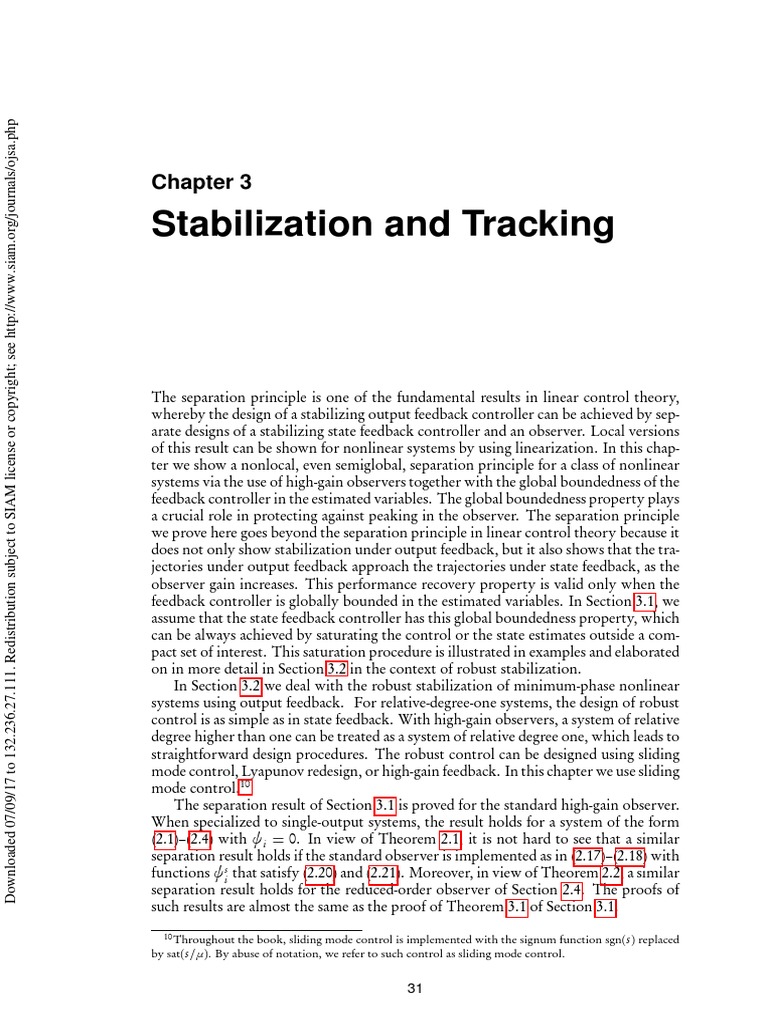 Stabilization and Tracking | PDF | Control Theory | Systems Science