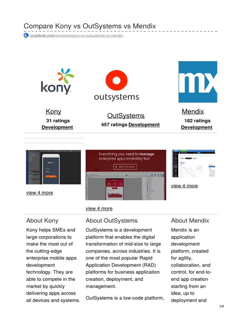 Comparing Low-Code Development Platforms: Key Features and Capabilities of Kony, OutSystems, and ...
