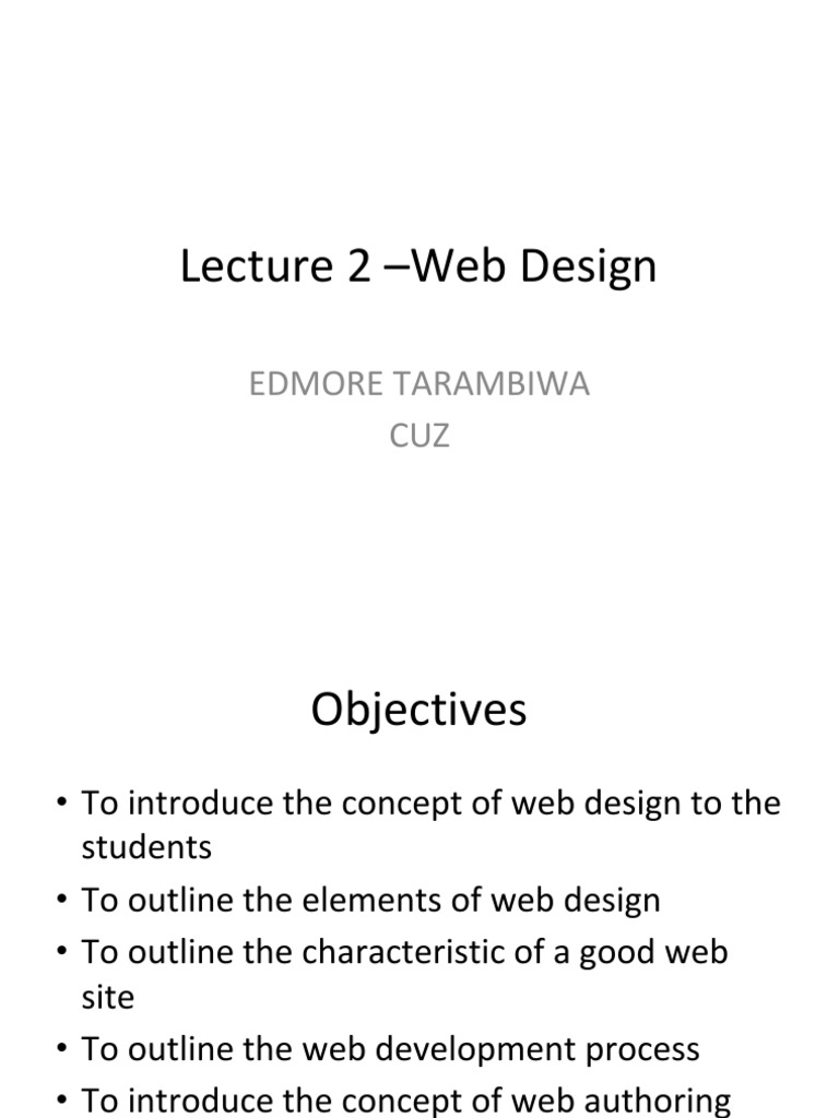 Lecture 2 - Web Design | PDF | Html Element | Web Design