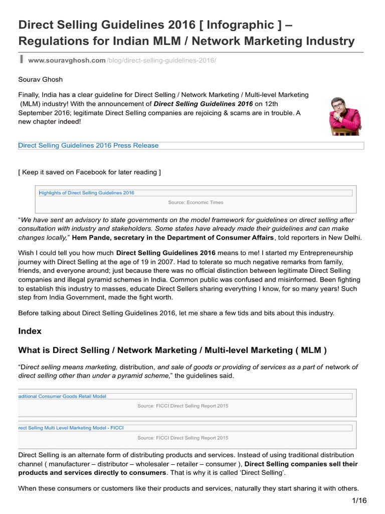 Direct Selling Guidelines 2016 | PDF | Multi Level Marketing | Sales