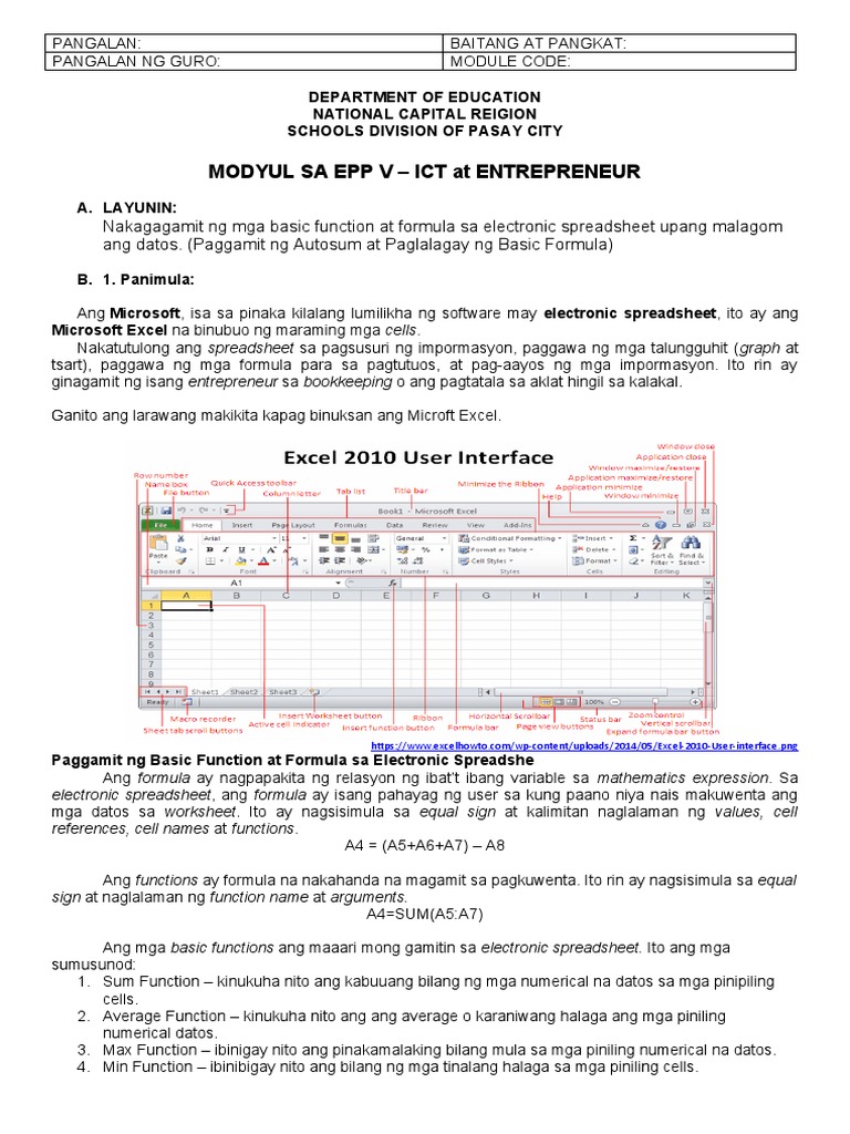 Module Spreadsheet | PDF