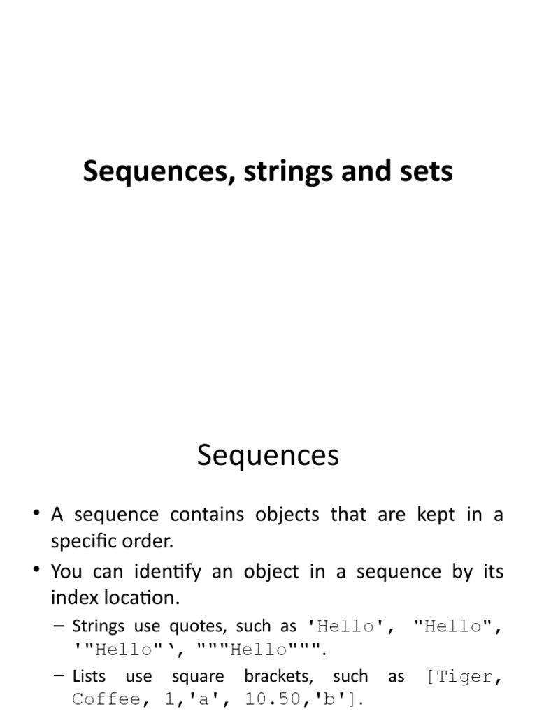 Sequences, Strings and Sets | Download Free PDF | String (Computer Science) | Matrix (Mathematics)