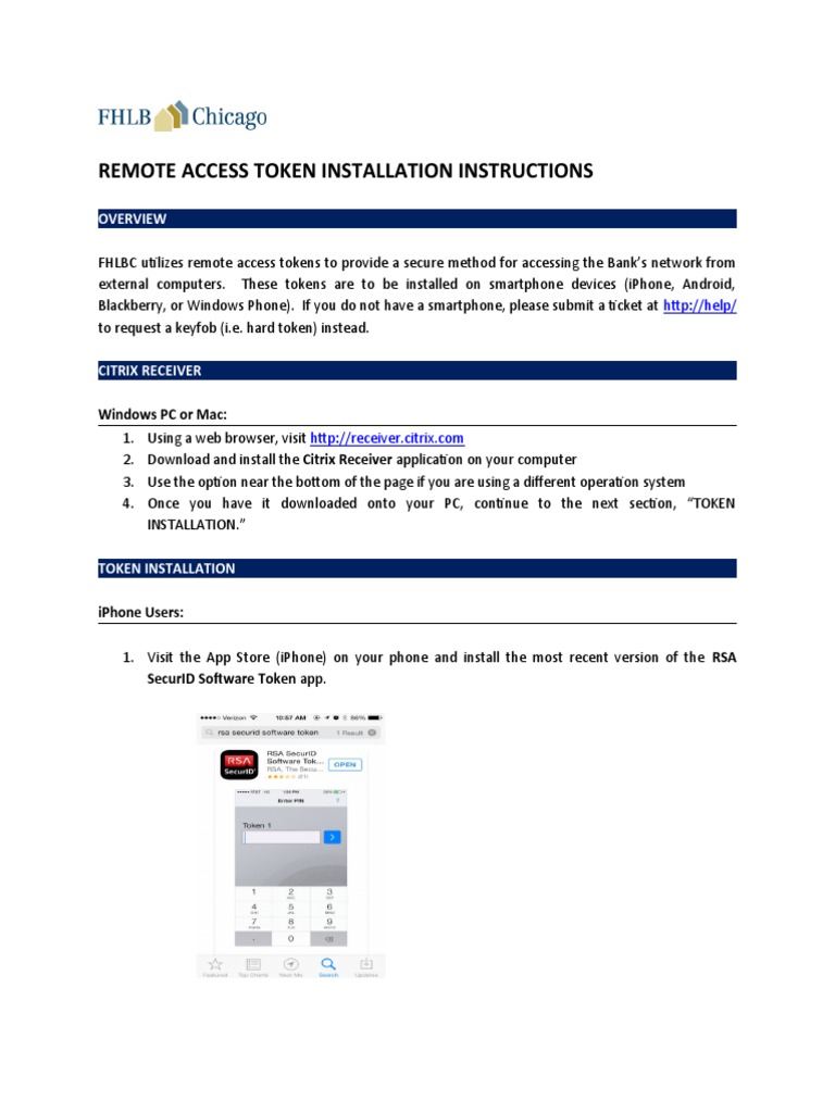 Remote Access Token Installation Instructions (V 3) | PDF | I Phone ...
