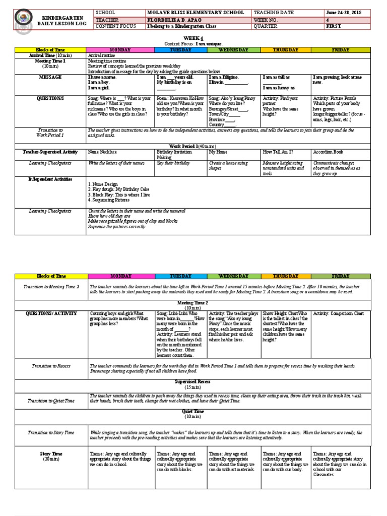 School Teaching Date Teacher Week No. Content Focus Quarter | PDF ...