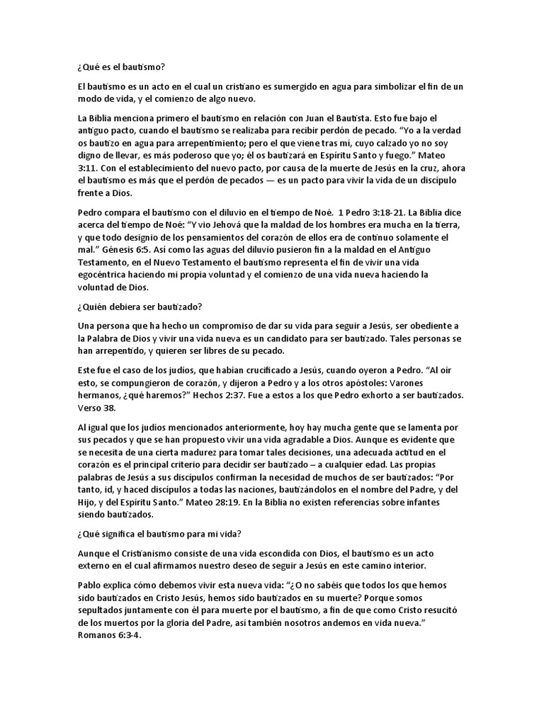 Qué Es El Baptizo | PDF | Bautismo | Pecado