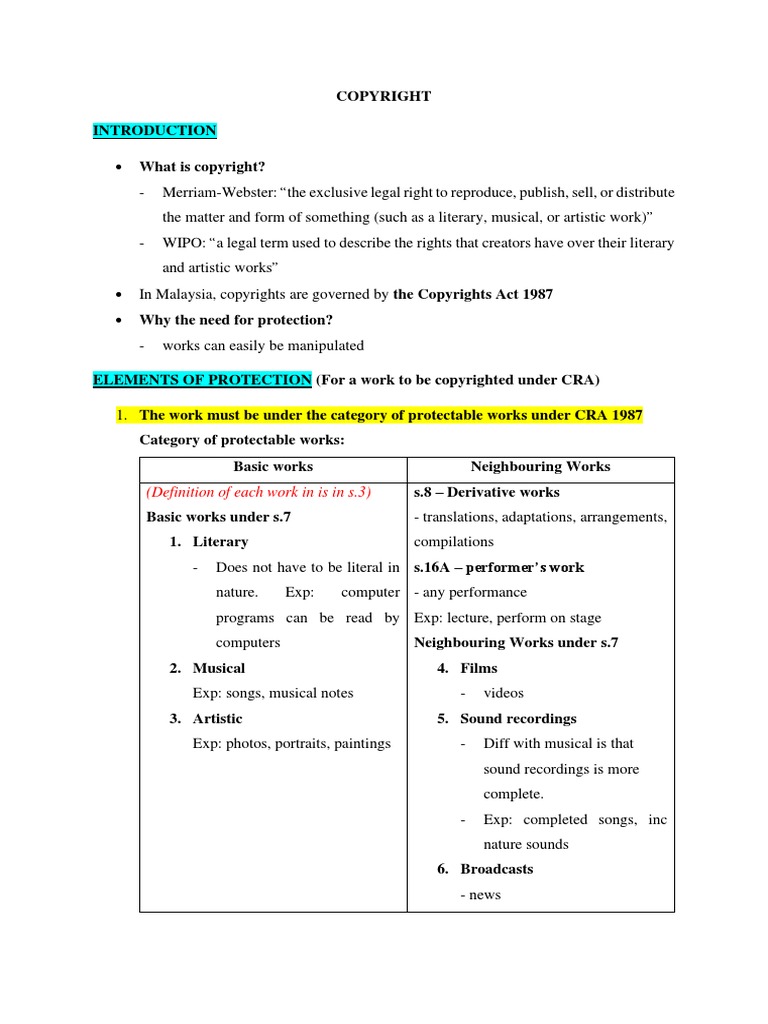 Copyright Cyber Law Notes | Download Free PDF | Copyright Infringement ...