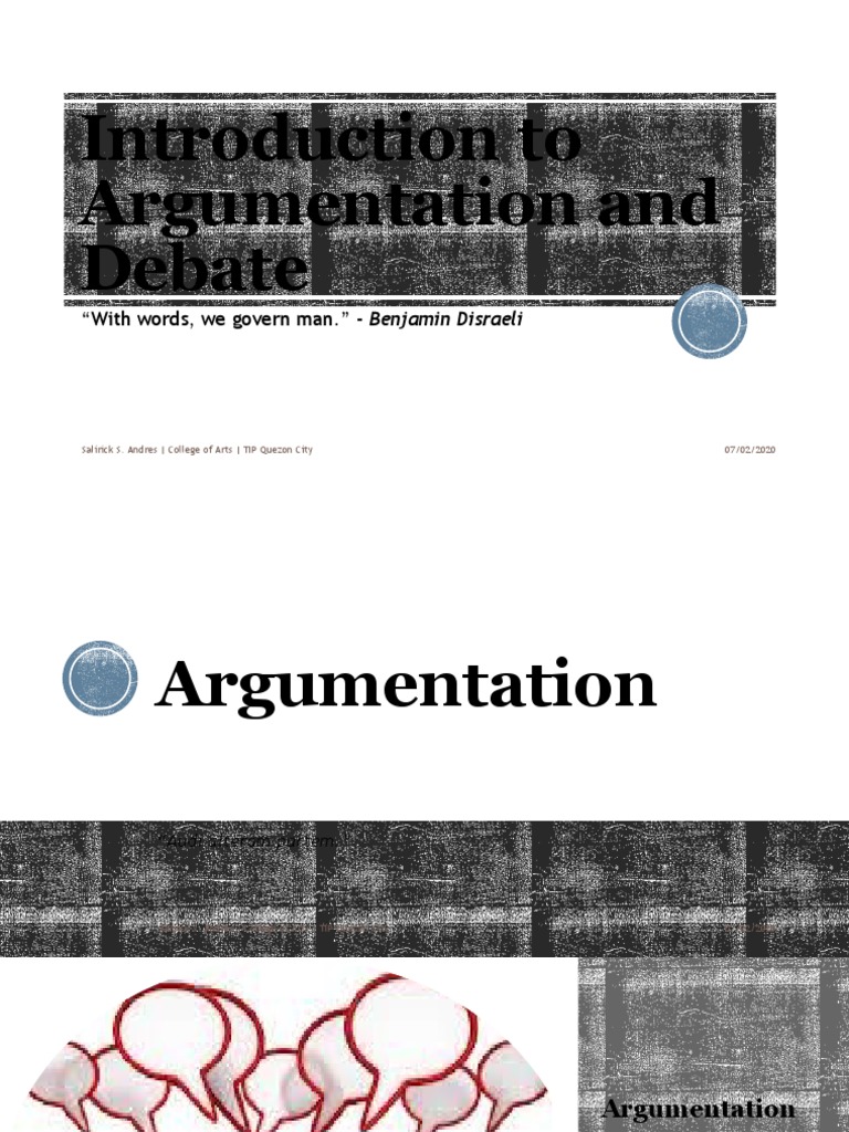 Introduction To Argumentation and Debate: "With Words, We Govern Man ...