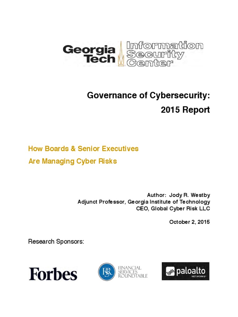 Governance of Cybersecurity: 2015 Report: How Boards & Senior ...