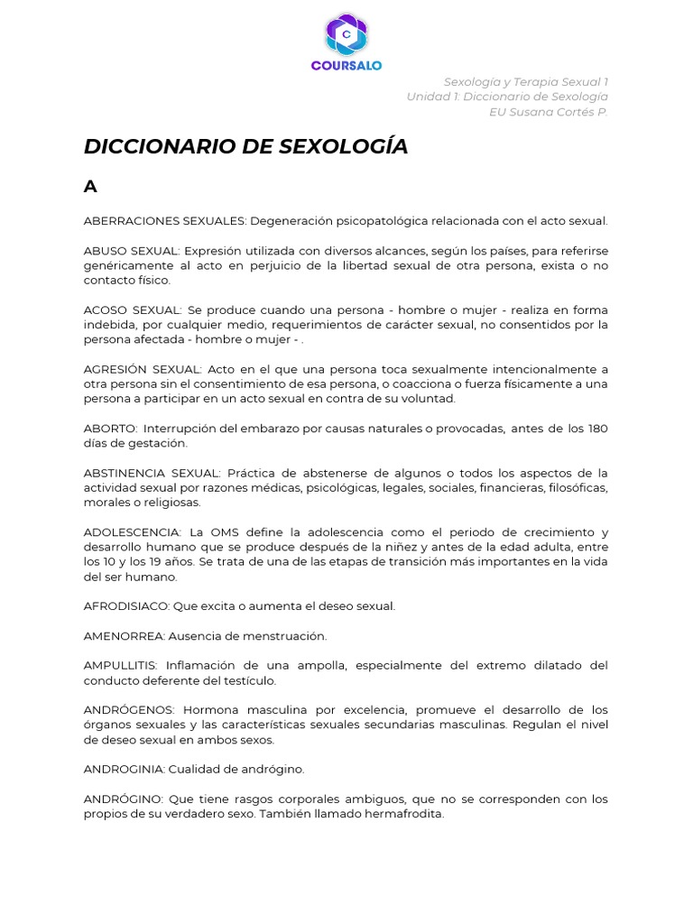 Sexología Y Terapia Sexual 1 Diccionario De Sexología 1 Pdf Vagina
