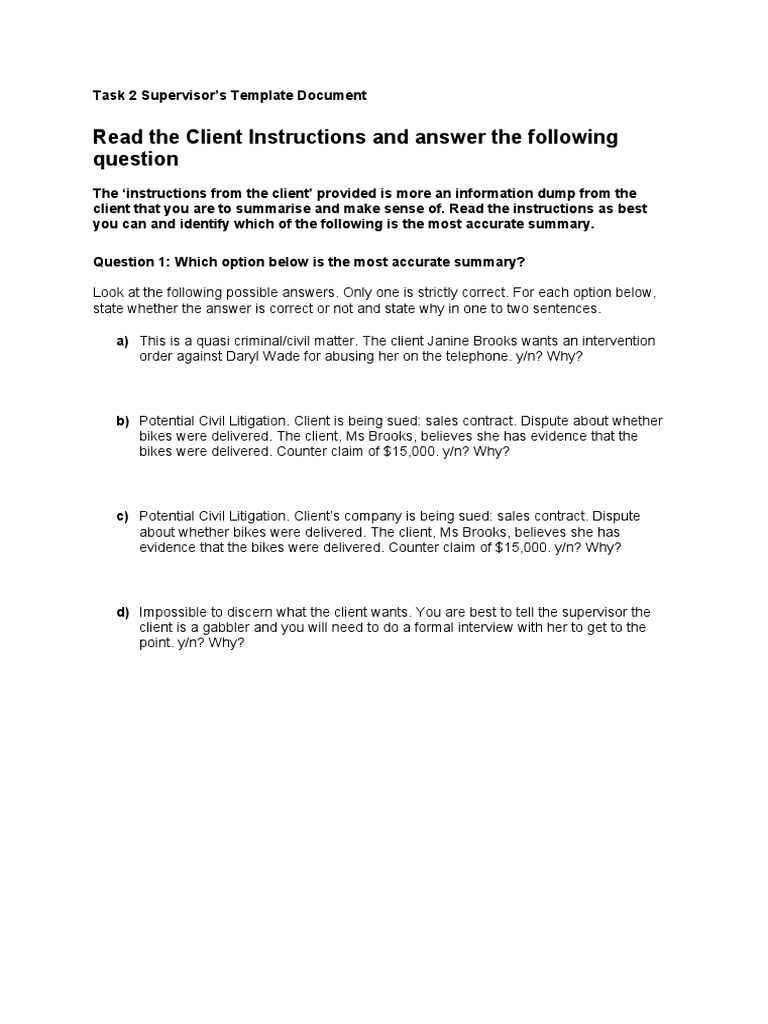 Read The Client Instructions and Answer The Following | PDF