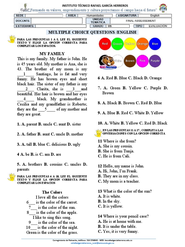 English multiple choice questions | PDF | Art Materials | Qualia