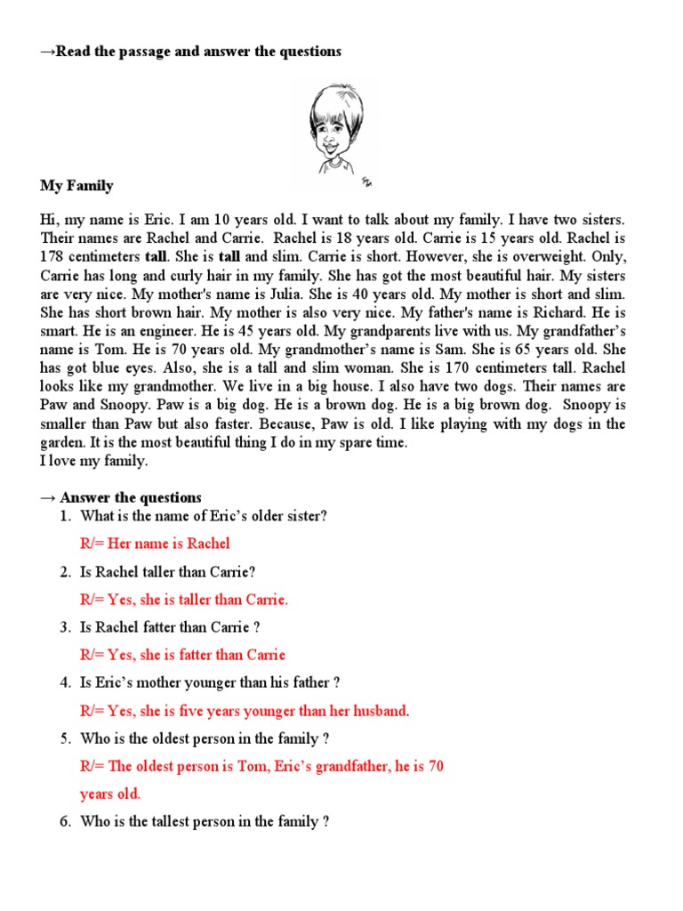 Read The Passage and Answer The Questions: R/ Her Name Is Rachel | PDF ...
