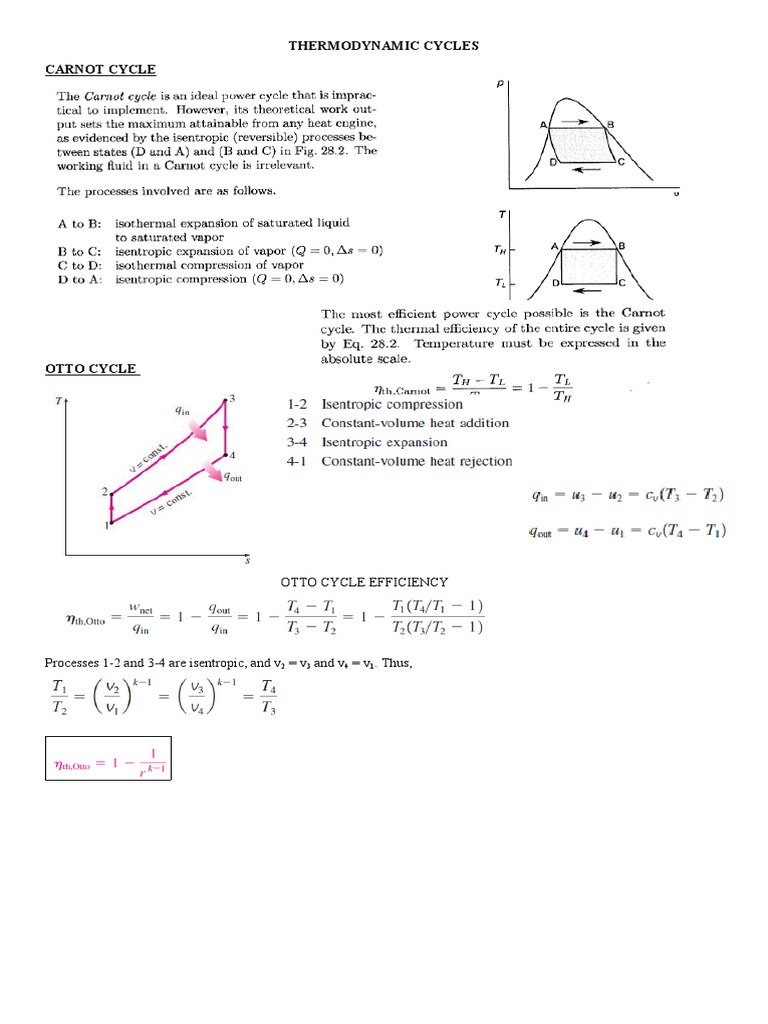 Thermodynamic Cycles Carnot Cycle | PDF