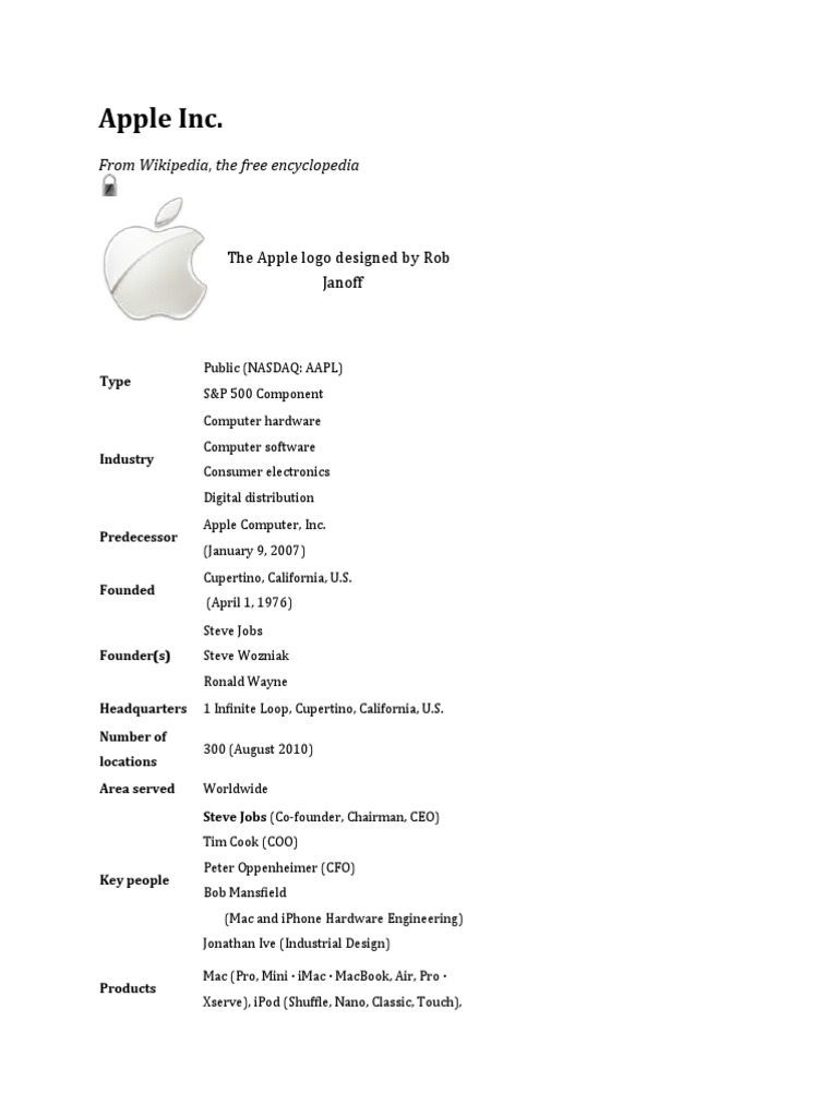 Apple Inc.: From Wikipedia, The Free Encyclopedia | PDF | Apple Inc ...