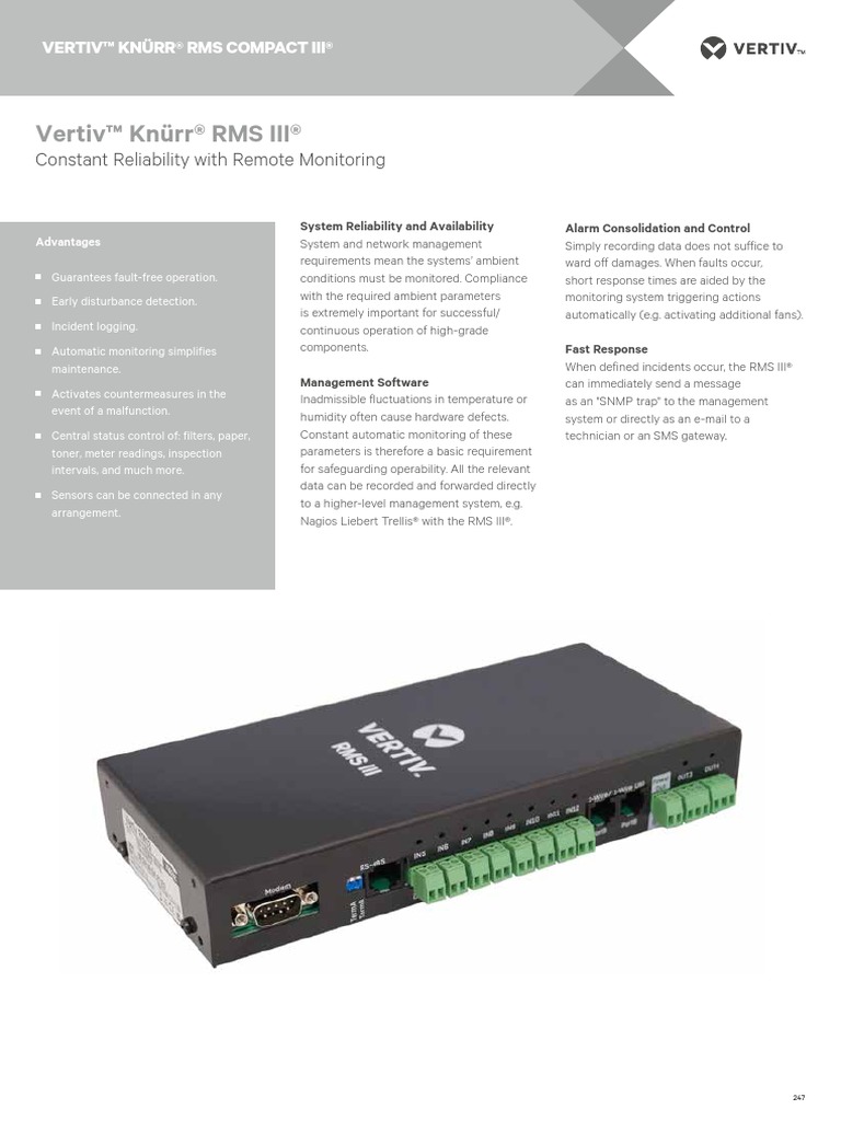Vertiv™ Knürr® RMS III®: Constant Reliability With Remote Monitoring ...