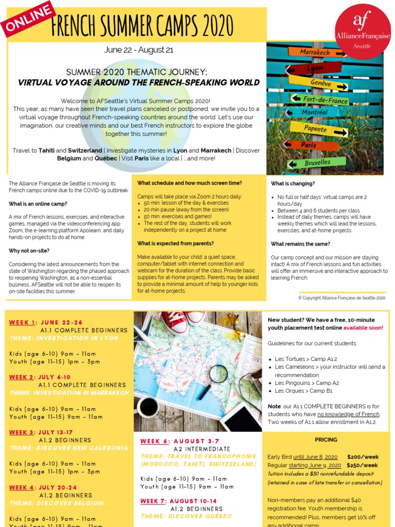 AFSeattle Virtual French Summer Camps 2020 Final | PDF | Learning