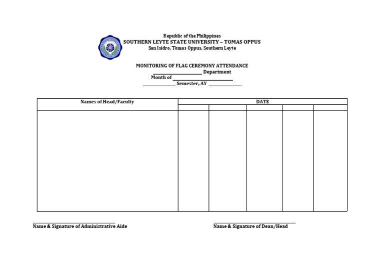 Monitoring of Flag Ceremony Attendance | PDF | Wellness