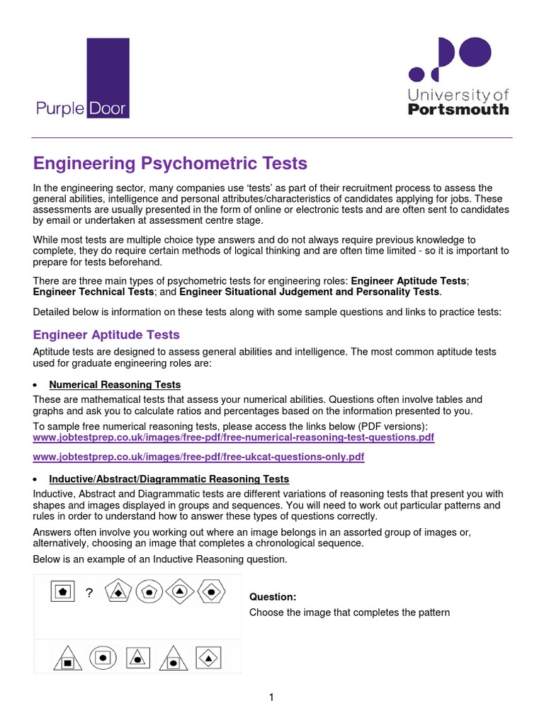 Engineering Psychometric Tests Guide | PDF | Test (Assessment) | Reason