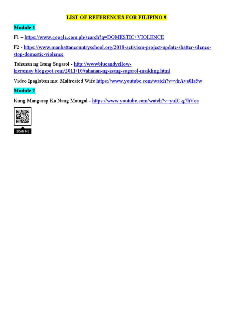 References For Filipino 9 | PDF