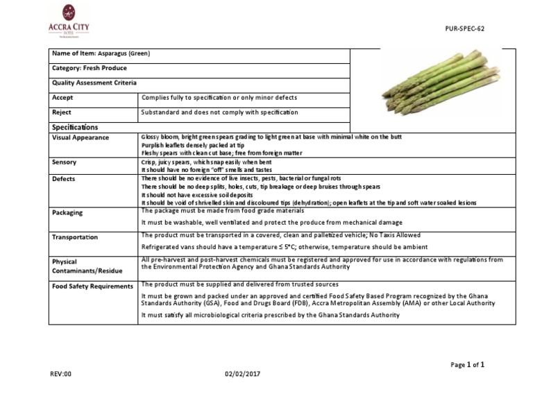 Fresh as a Daisy: Specifications for Procuring Top-Quality Green ...