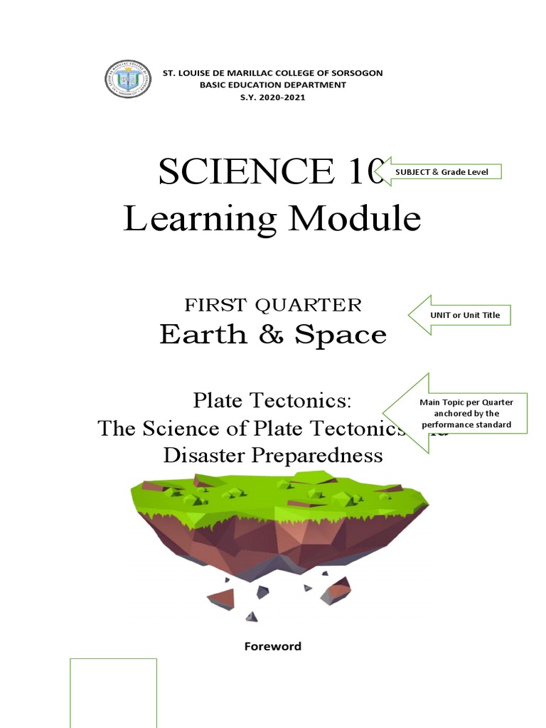 Science 10 Learning Module: Earth & Space | PDF | Plate Tectonics | Volcano