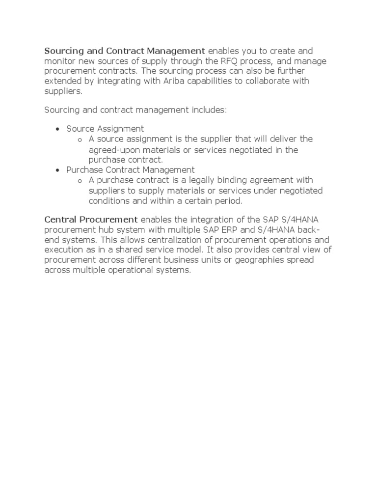 Sourcing and Contract Management | PDF
