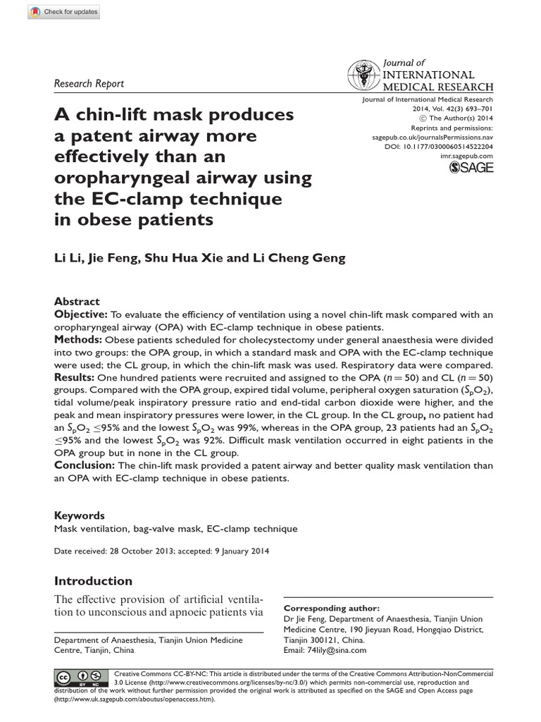 A Chin-Lift Mask Produces A Patent Airway More Effectively Than An ...