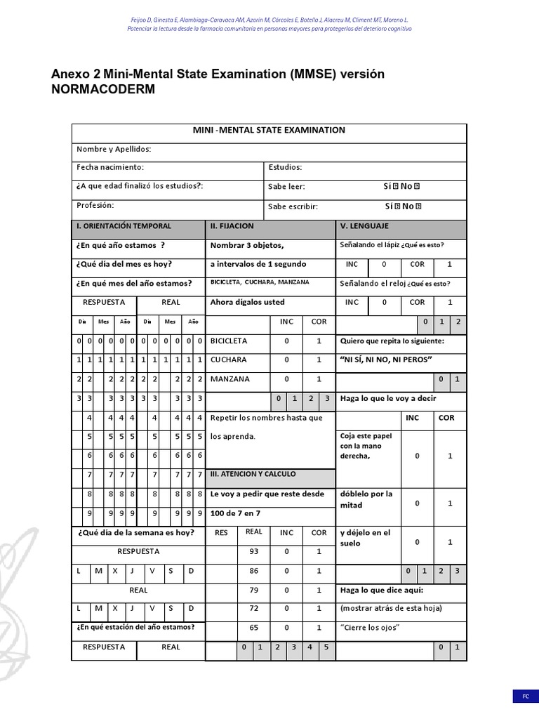 Mini Mental Test PDF | PDF | Diagnostico medico | Memoria