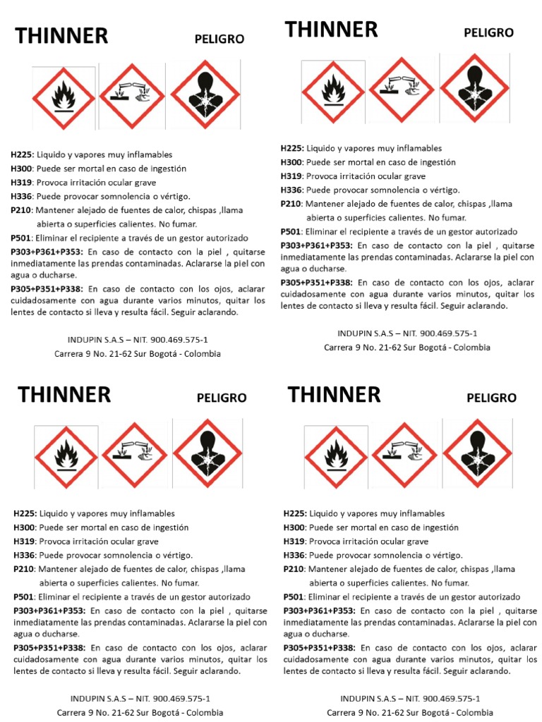 Etiquetas Sga Thinner | PDF