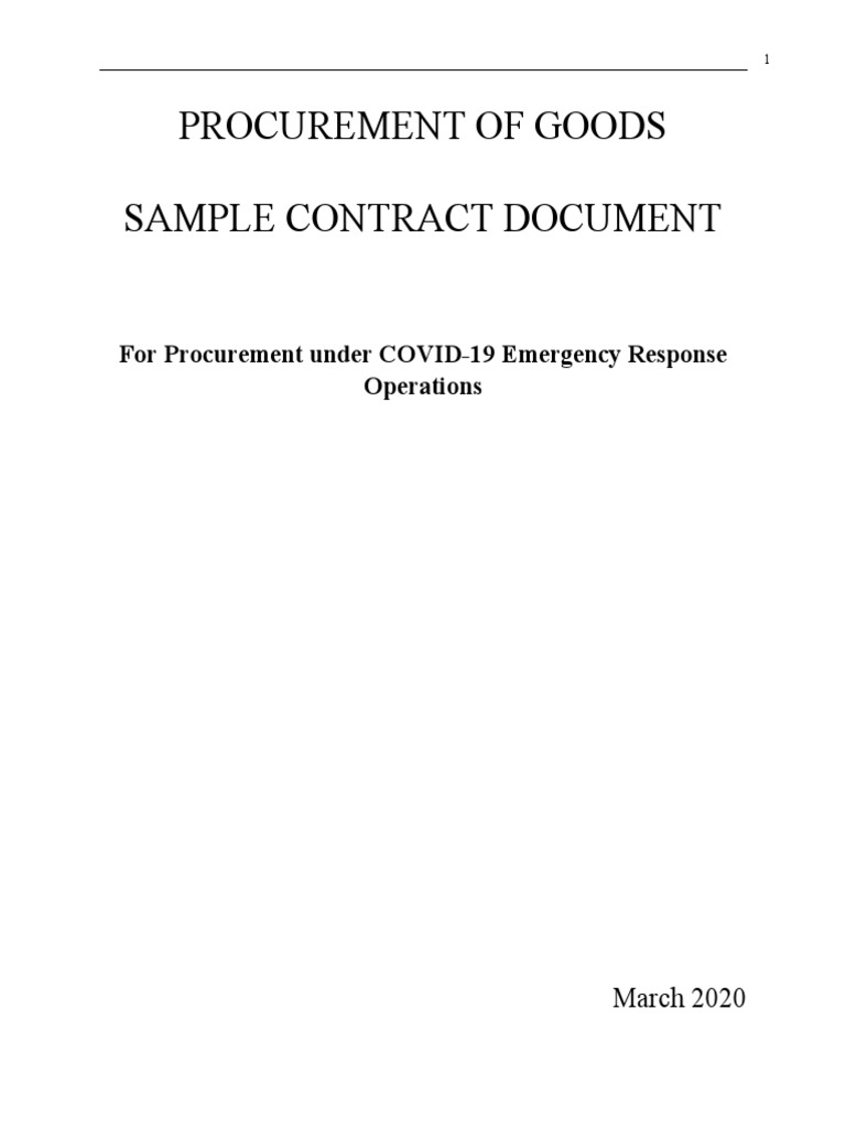 Procurement of Goods Sample Contract Document: For Procurement Under ...
